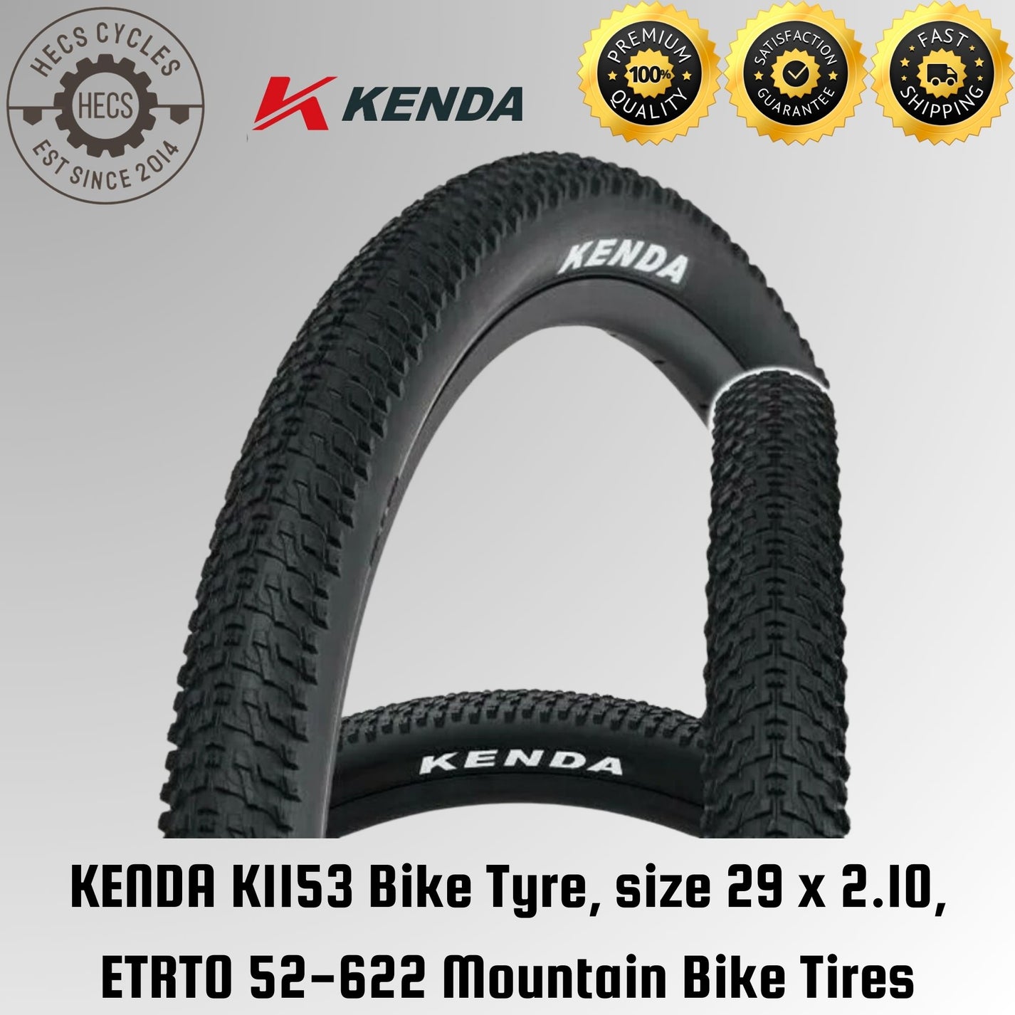 KENDA K1153 Bike Tyre, size 29 x 2.10, ETRTO 52-622 Mountain Bike Tire – HECS Cycles